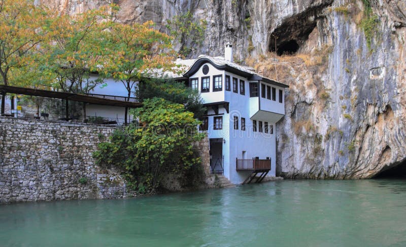Dervish House in Blagaj at Spring of Buna River Stock Photo - Image of ...