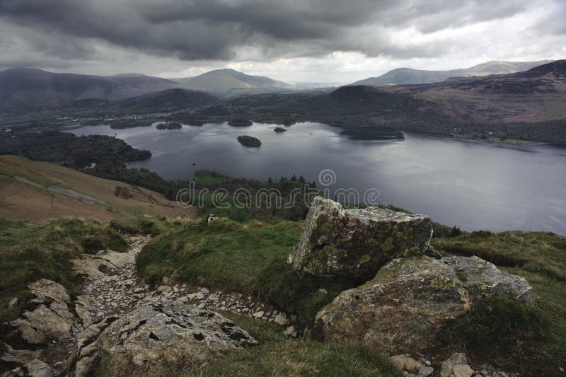 Derwent Water from Cat Bells Stock Photo - Image of cumberland ...