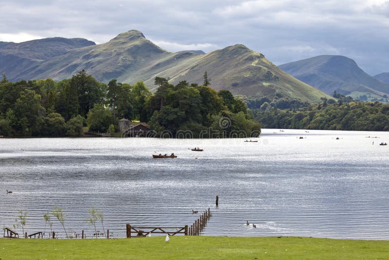 Derwent Water Lake District England Stock Photo - Image of clouds, boat ...