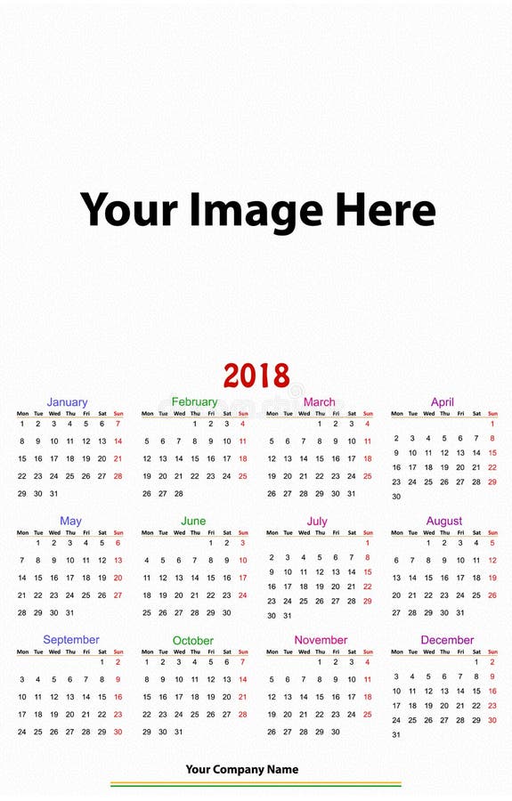 12 Des Kalender-Monate Designs 2018 Vektor Abbildung - Illustration von ...