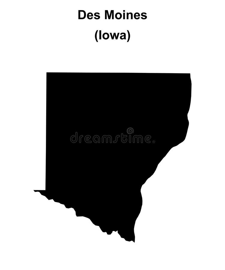 Des Moines outline map stock vector. Illustration of outline - 360775983