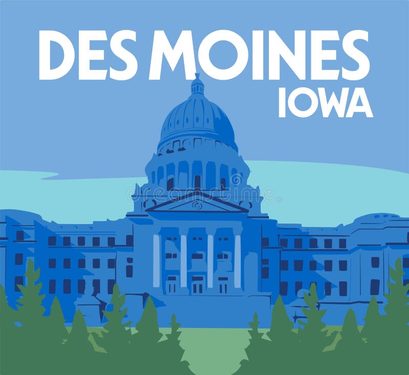 Des Moines Iowa with Building Silhouette Editorial Photo - Illustration ...