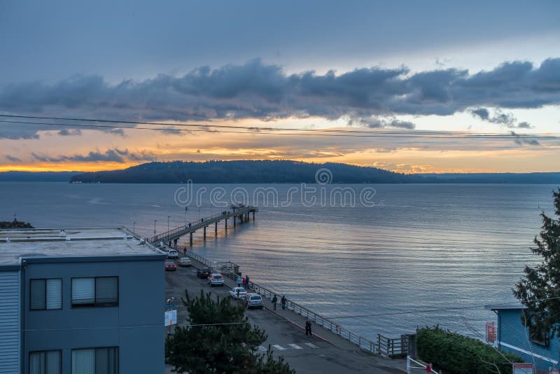 Des Moines Pier Sunset stock photo. Image of pier, pacific - 83610100