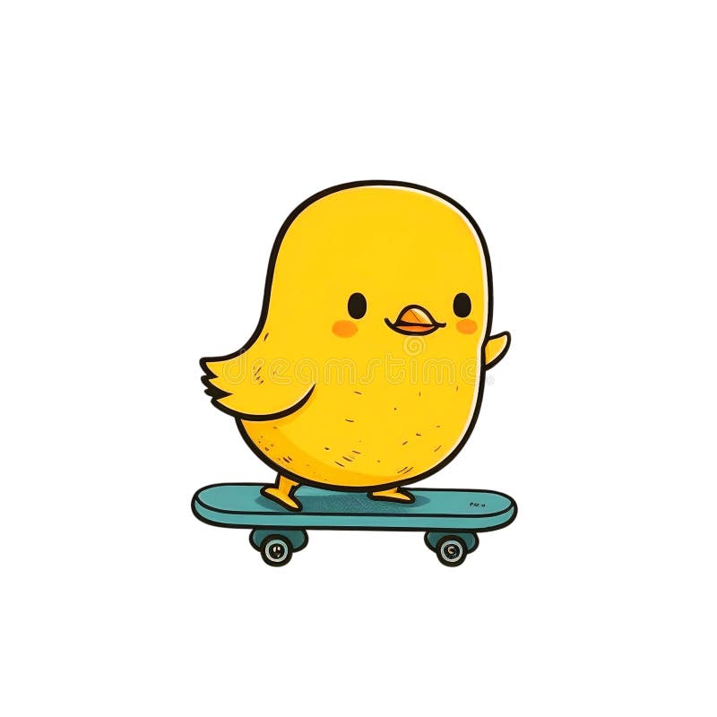 Duck Playing a Skateboard Illustration for Sticker or Logo Stock Photo ...
