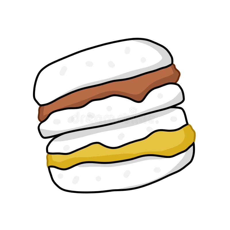 Rice Burger Filled with Beef and Cheese Cartoon Vector Illustration ...