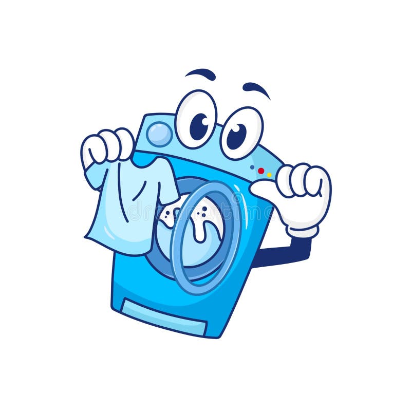 Cartoon Washing Machine Blue Color Character Icon Thumb Hand Stock ...