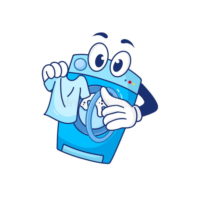Cartoon Laundry Washing Machine Character Icon with Thumbs Up Hand ...