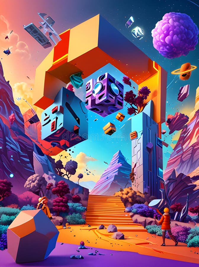 Dynamic Dimensions: a Fusion of 2D and 3D Art Stock Image - Image of ...