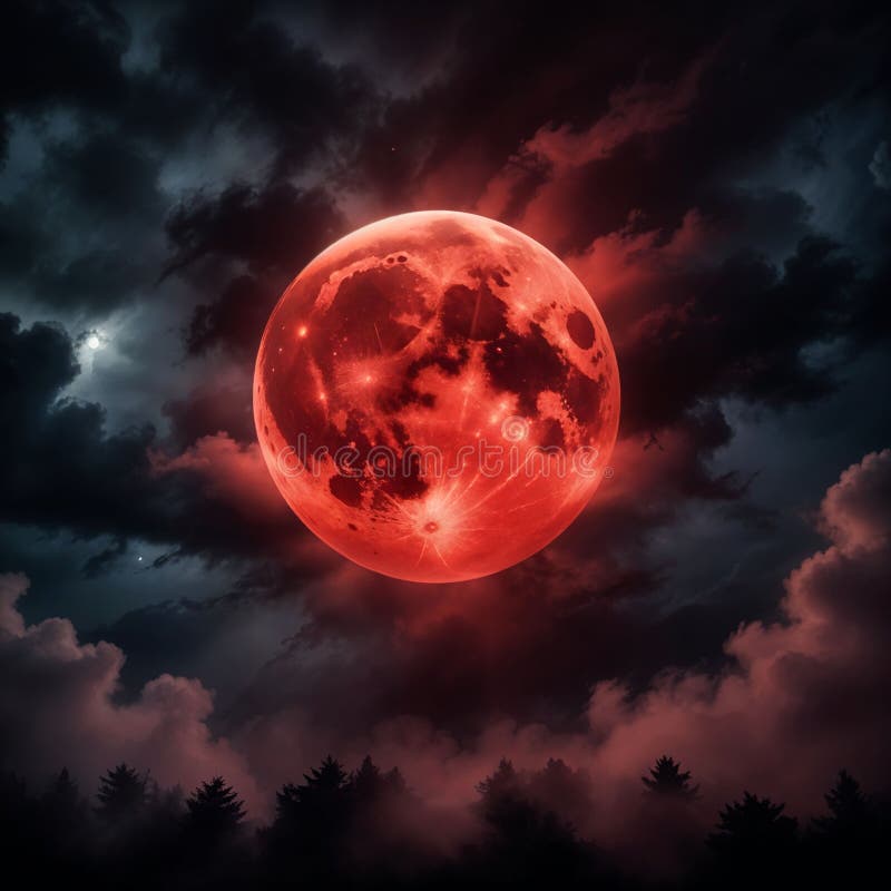 Blood Moon or Red Moon in the Dark Full of Mystery and Danger Stock ...