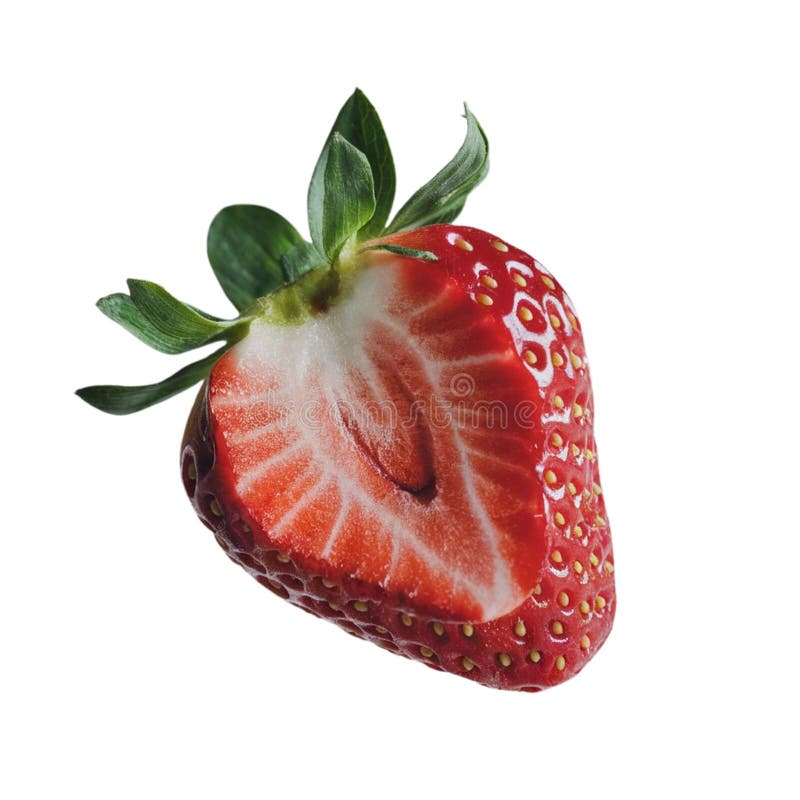 Photo of a Strawberry with Bite Marks on a White Background Stock Photo ...