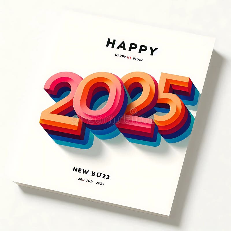Happy New Year 2025: Modern and Minimalist Design Stock Illustration ...