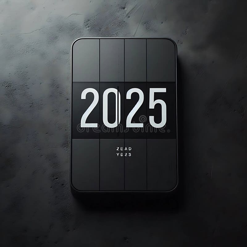 Minimalist Flip Clock Displaying the Year 2025 on a Dark Modern ...