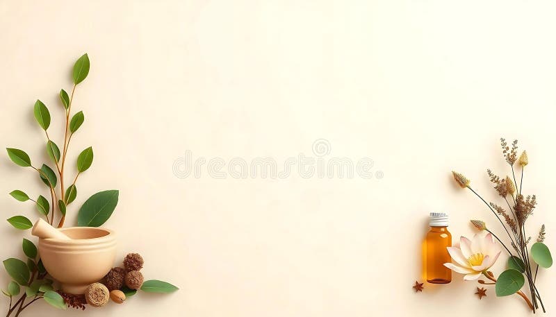 Natural Ayurvedic Background by AI Generated Stock Illustration ...