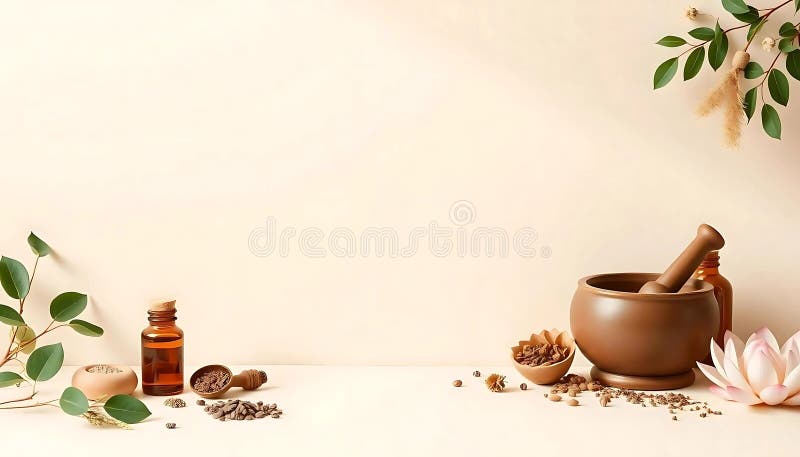 Ayurvedic Green Leaf and Wellness Background by AI Generated Stock ...