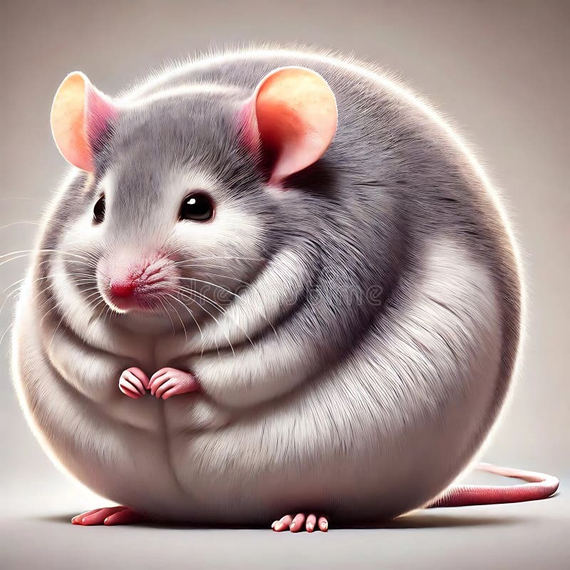 Adorable Chubby Rat with Big Eyes and Folded Claws Stock Illustration ...