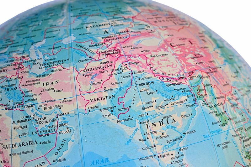 Globe Close-up of a Section of the Globe Showing the Countries of ...