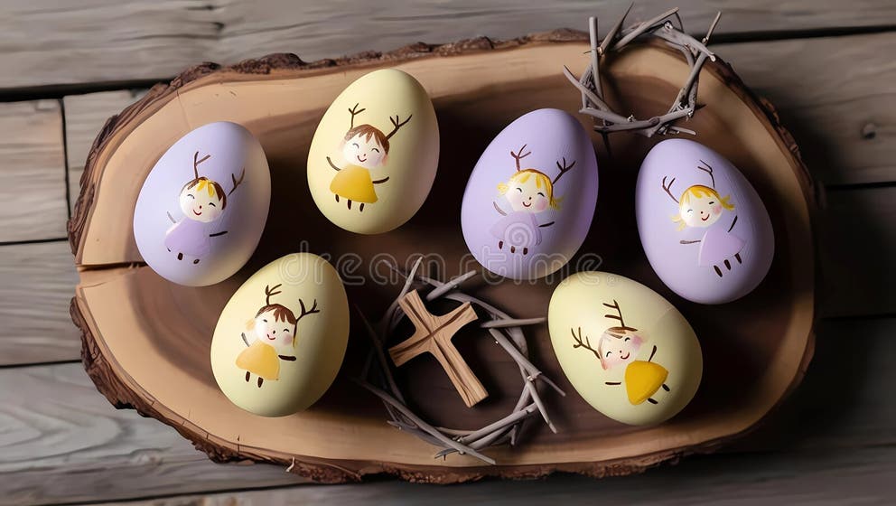 Easter Paint Eggs , Cross and Crown of Throne Stock Image - Image of ...