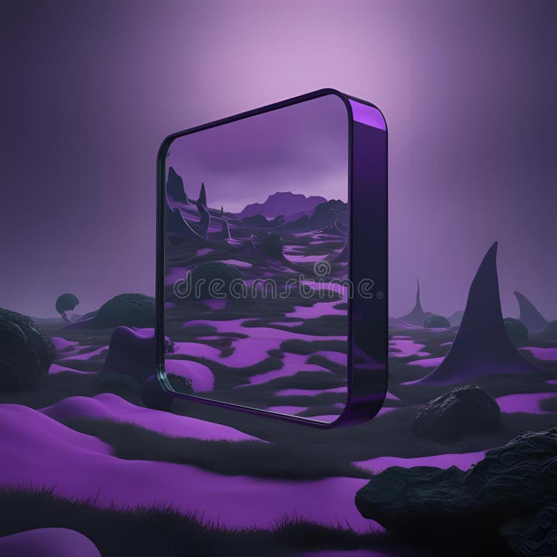 A Surreal Landscape Featuring a Floating, Mirror-like Square ...