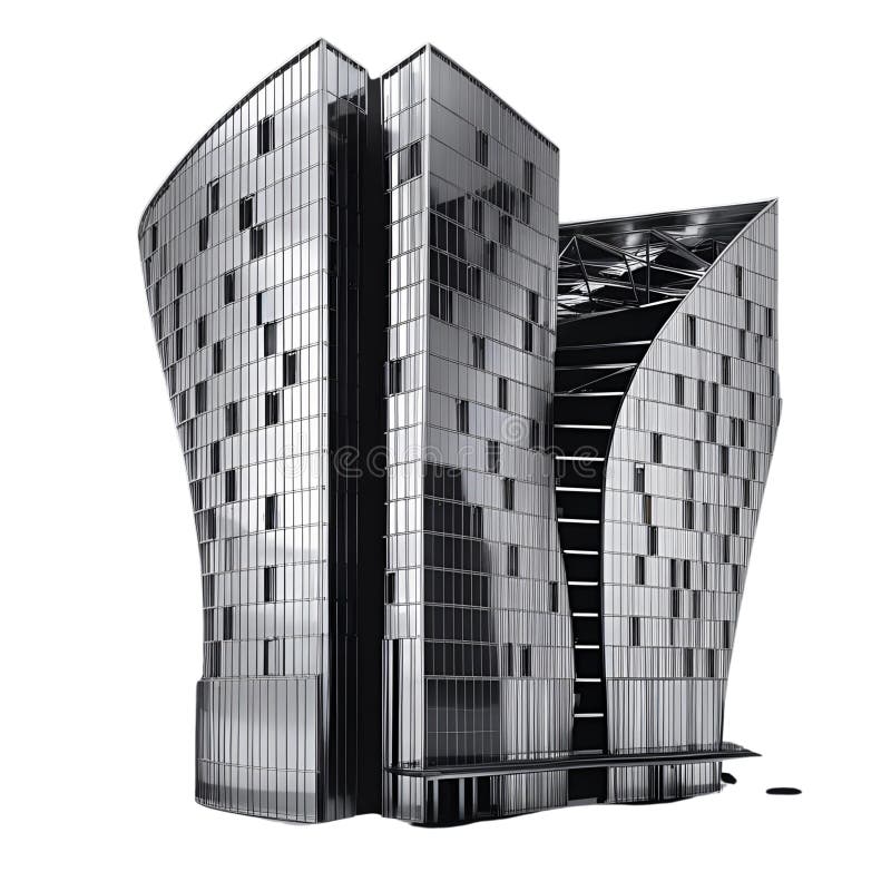 Futuristic Architectural Design Featuring Two Curved, Asymmetrical ...