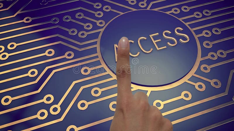 A Hand with an Extended Index Finger is Poised To Press a Large, Blue ...