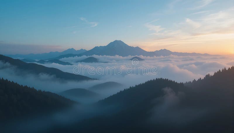 Ethereal Mountain Vista: Peaks Emerging from Morning Cloud Inversion ...