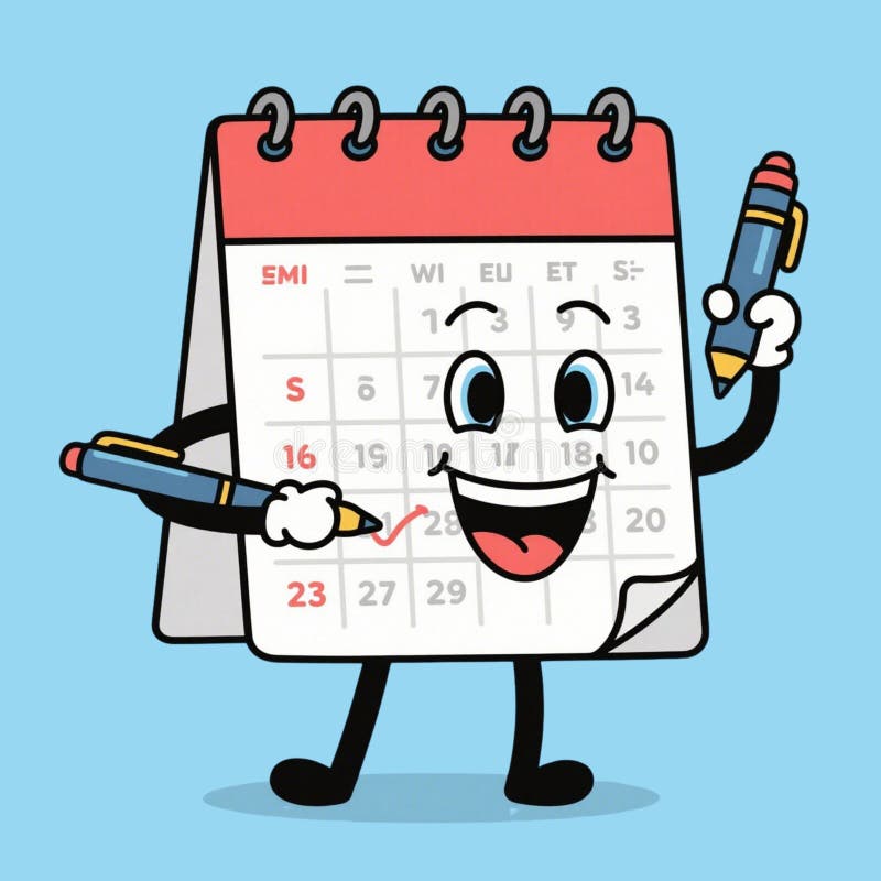Cartoon Calendar Character Marking Date Stock Illustration ...