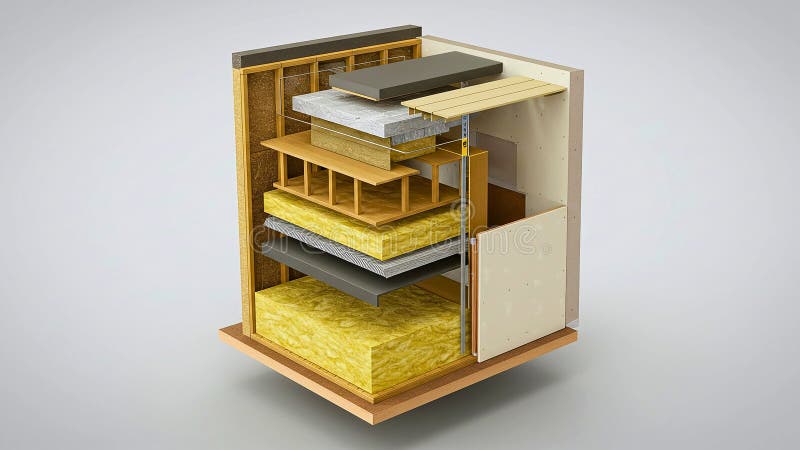 Cross-Section of Modern Wall Insulation Layers Stock Illustration ...