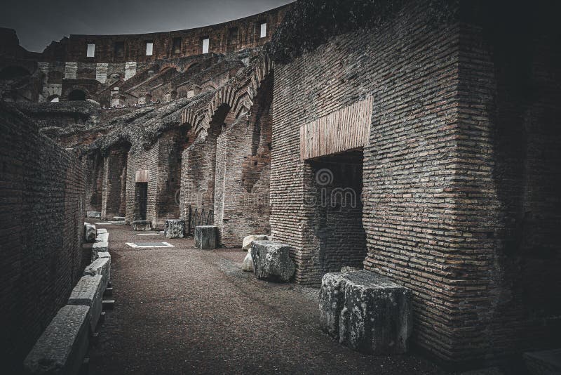 Desaturated Darken Passage Way Trough Old Brick Ruins Stock Image ...
