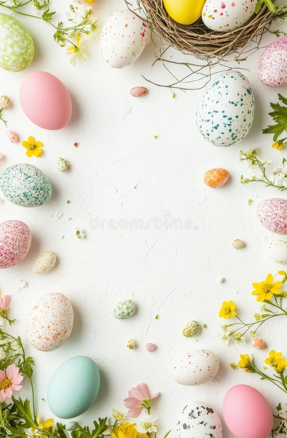 A Desaturated Easter Border Flat Lay is Viewed from Above, Featuring ...