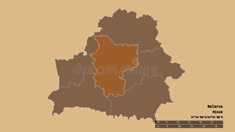 Location of Minsk, Region of Belarus,. Relief Stock Illustration ...