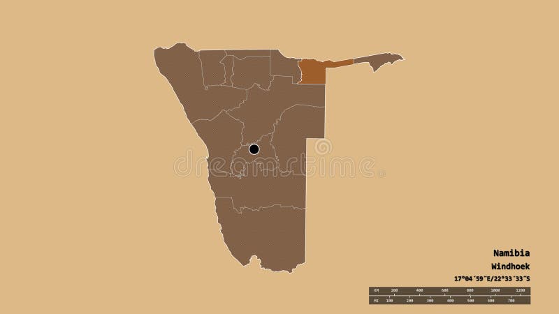 Location of Kavango East, Region of Namibia,. Pattern Stock ...