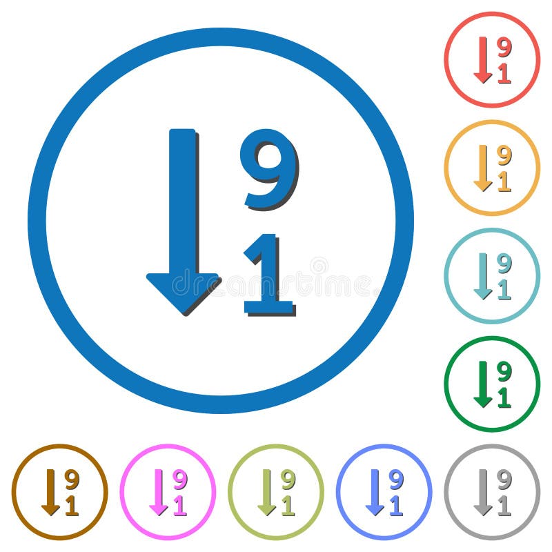 Descending Numbered List Icons in Color Illuminated Glass Buttons Stock ... Descending Numbered List Icons in Color Illuminated Glass Buttons Stock ...