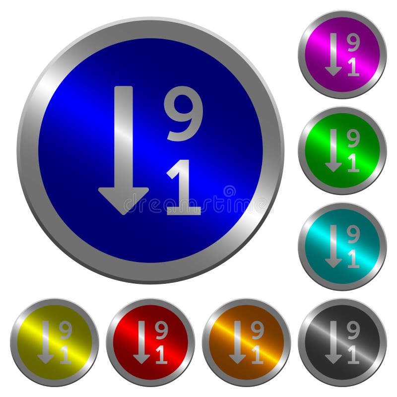 Descending Numbered List Luminous Coin-like Round Color Buttons Stock ... Descending Numbered List Luminous Coin-like Round Color Buttons Stock ...