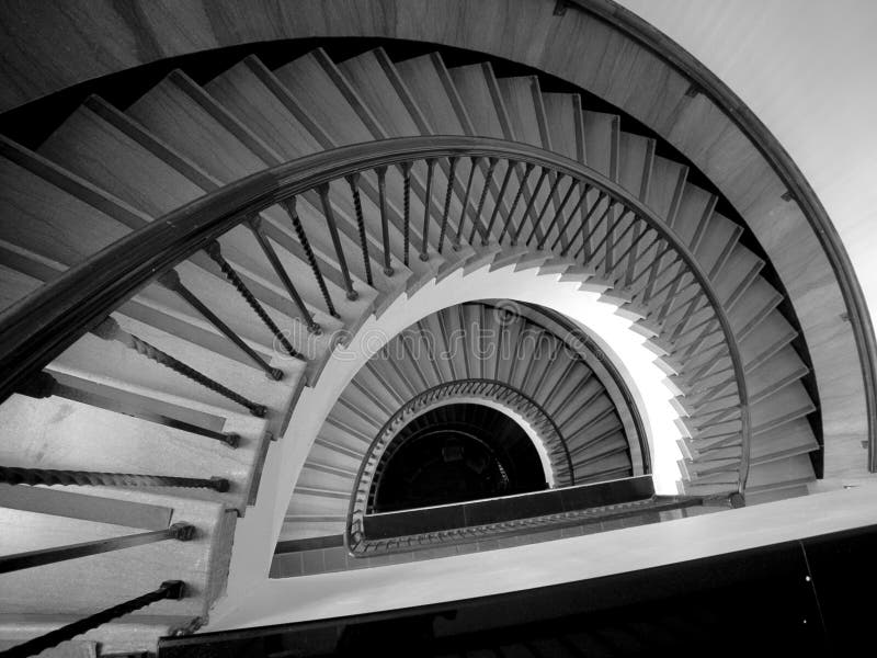 Descending Spiral Staircase Stock Photo - Image of darkness, rail: 3385048