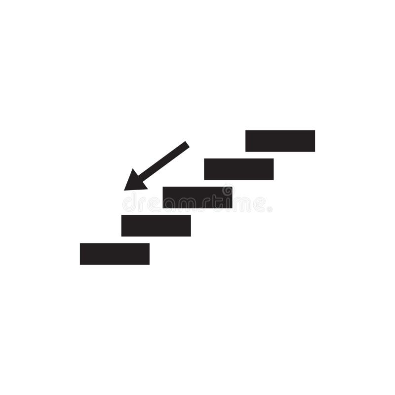 Descending Steps Icon. Arrow Falling Symbol. Downward Staircase Graphic ...