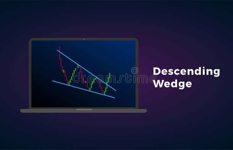 Descending Wedge Pattern Figure Technical Laptop Analysis. Vector Stock ...