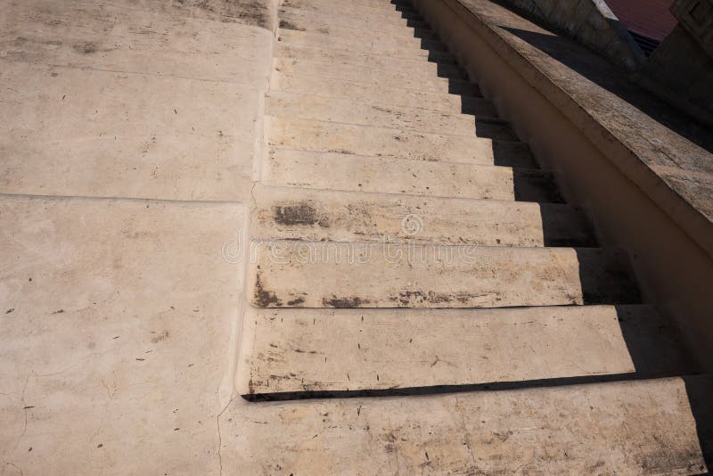 Descent Along the Old Stone Wide Stone Stairs Stock Photo - Image of ...