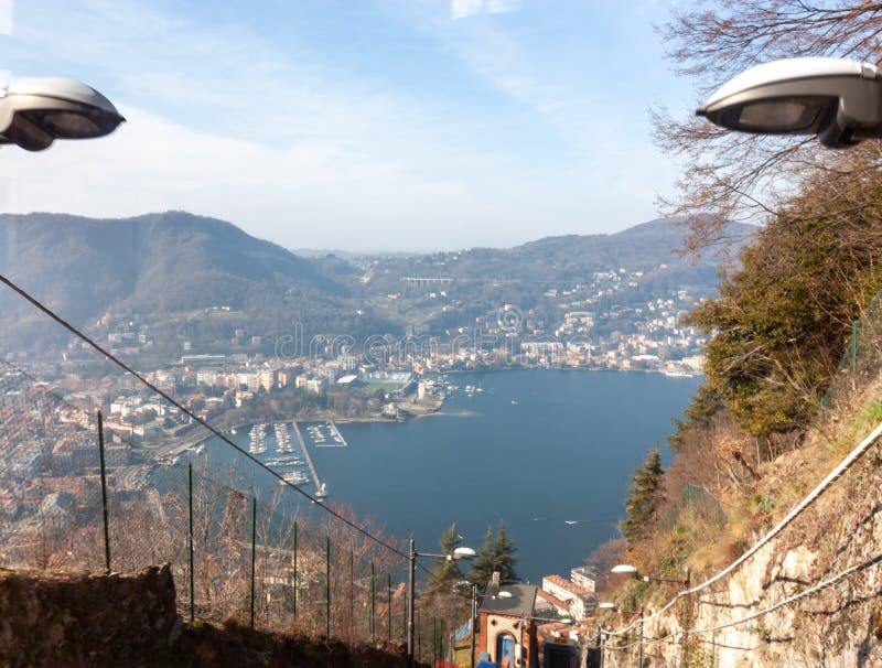 Descent on the Brunate-Como Funicular. View from the Cockpit Stock ...