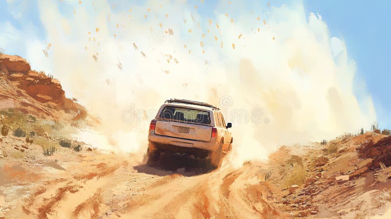 Descent Down Trail Suv Rear View Dust Flying Stock Photos - Free ...