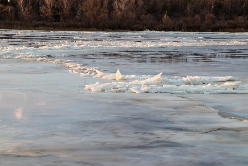 The Descent of Ice in the Spring on the River in March is a Natural ...