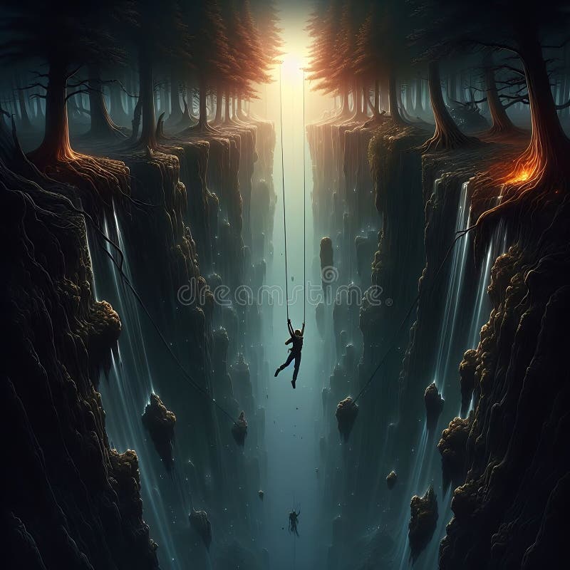 Descent into the Unknown: Immersion into Mysteries Stock Illustration ...