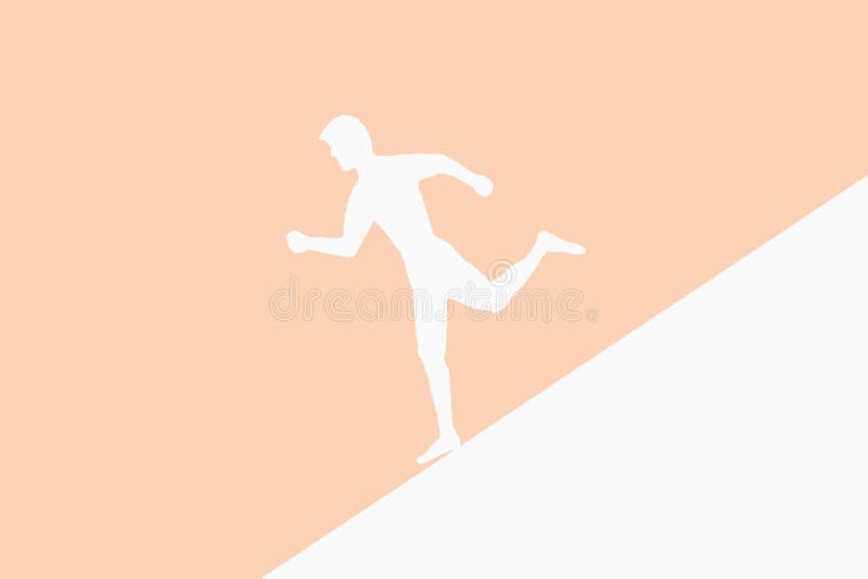 Male Silhouette is Running on a Beige Background. Concept, Speed ...