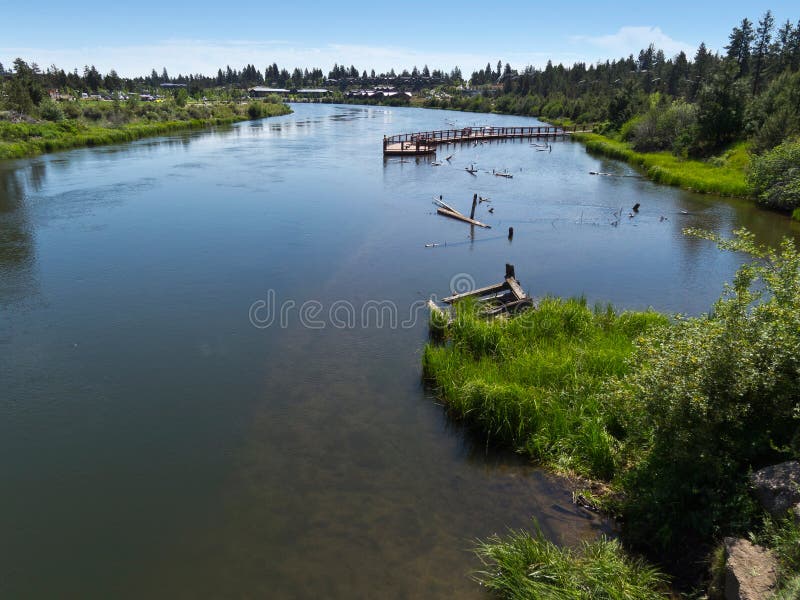 Deschutes River in Bend in Central Oregon Stock Image - Image of ...