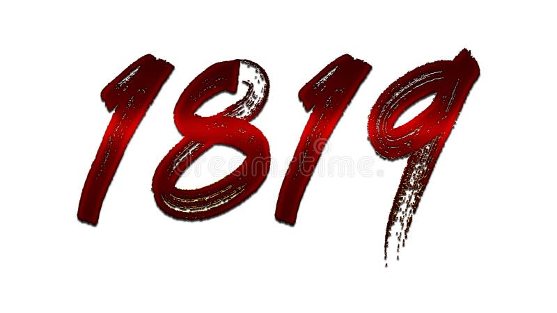 3D Blood Red Number Design of 1819 on White Background Stock ...