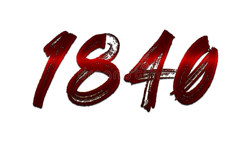 3D Blood Red Number Design of 1840 on White Background Stock ...