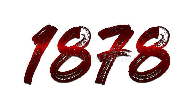 3D Blood Red Number Design of 1878 on White Background Stock ...