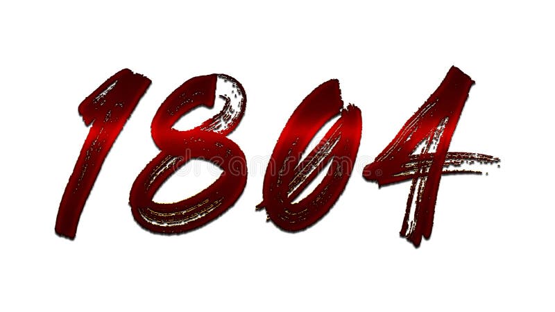 3D Blood Red Number Design of 1804 on White Background Stock ...