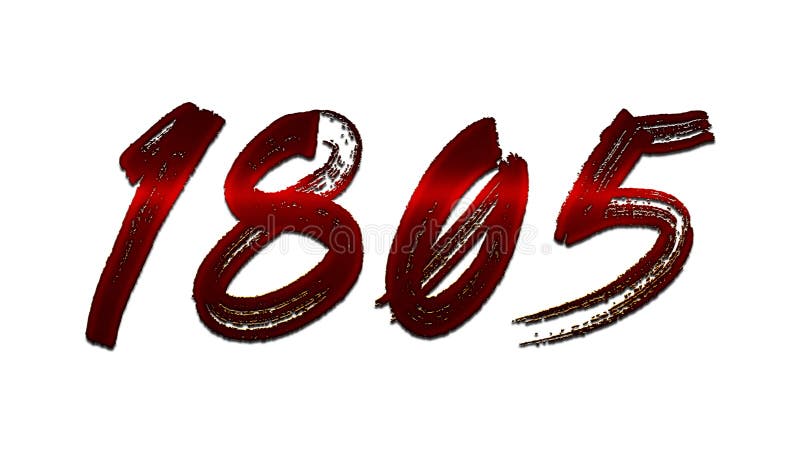 3D Blood Red Number Design of 1805 on White Background Stock ...