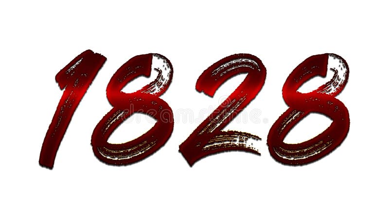 3D Blood Red Number Design of 1828 on White Background Stock ...