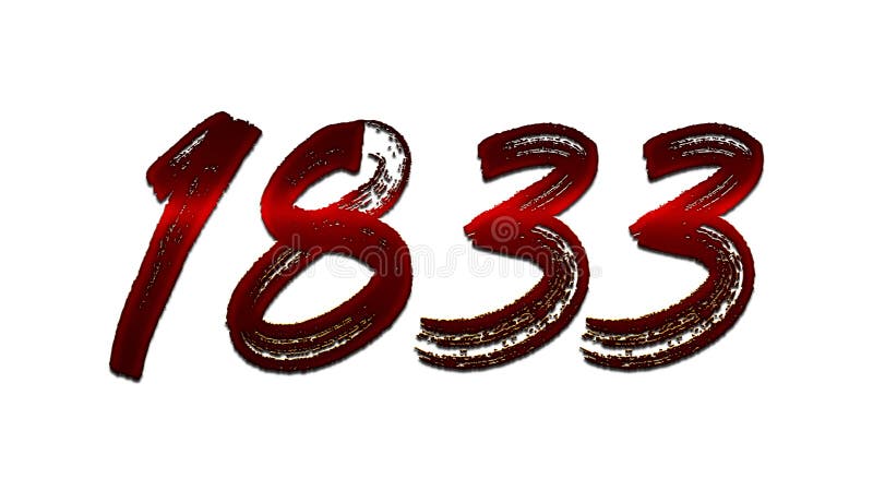 3D Blood Red Number Design of 1833 on White Background Stock ...
